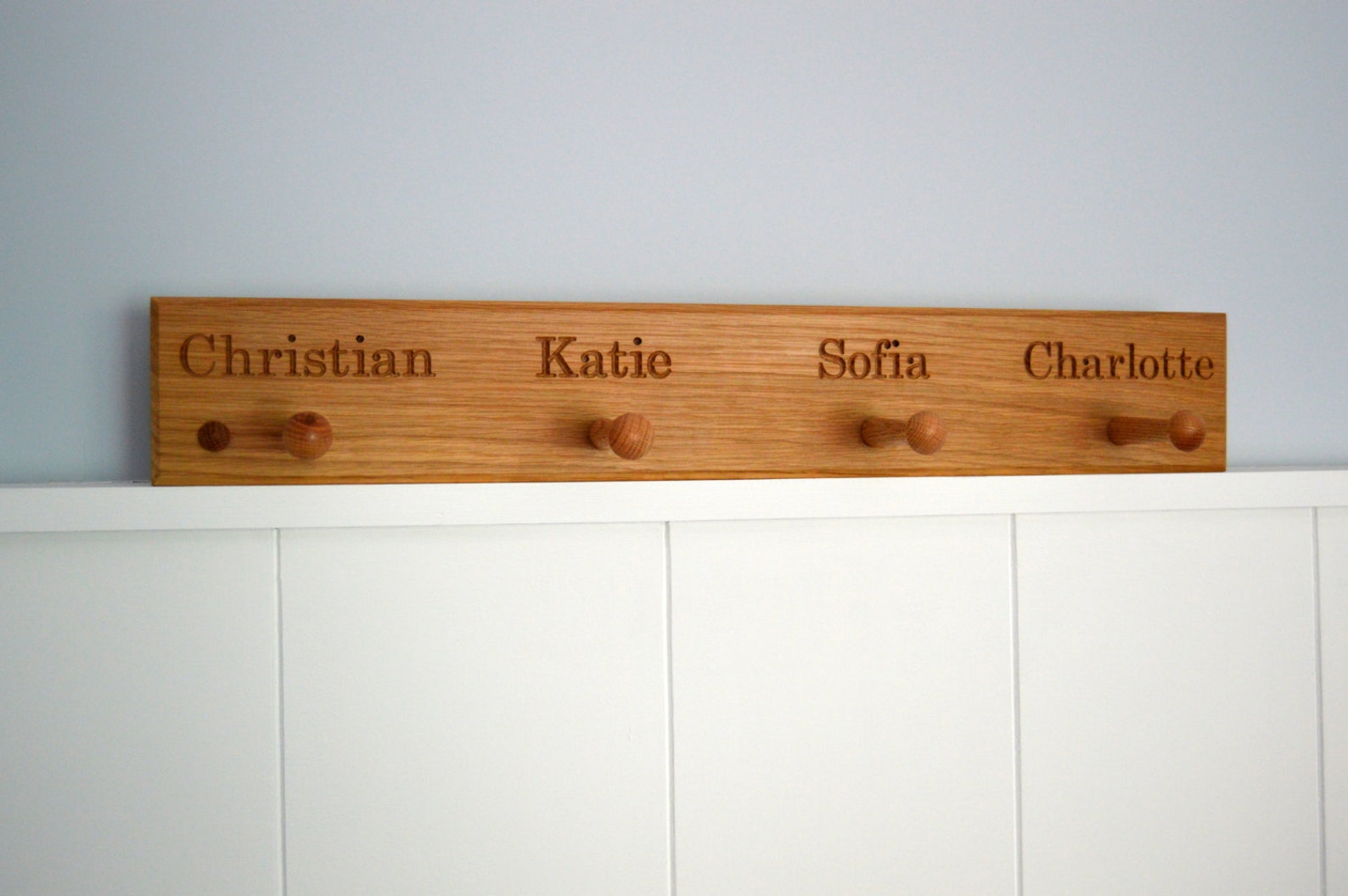 Personalised Oak Peg Rail Oak Peg Rack Wooden Peg Rail - Etsy