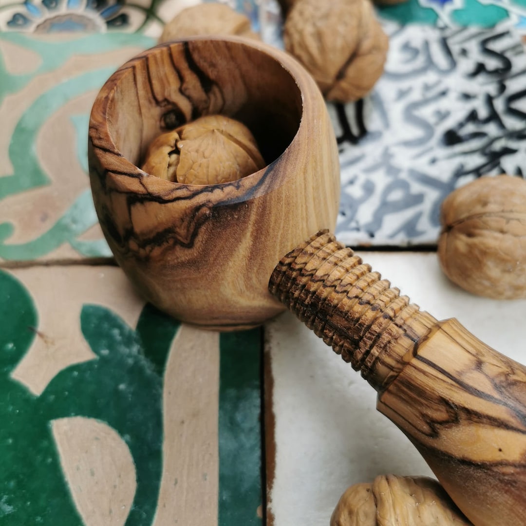 BETHLEHEM ~ Highly Figured ~ Olive Wood Handcrafted Curved Nut Cracker ...