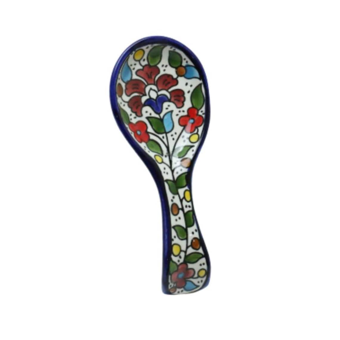 Ceramic Spoon Rest / Hand Painted Colorful Floral / From | Etsy