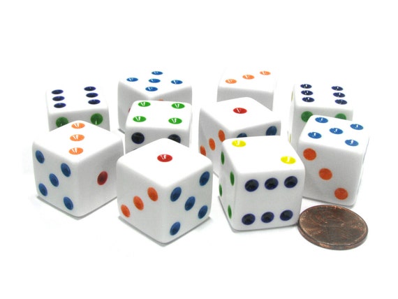 Set of 10 Large Six Sided Square Opaque 19mm D6 Dice White - Etsy