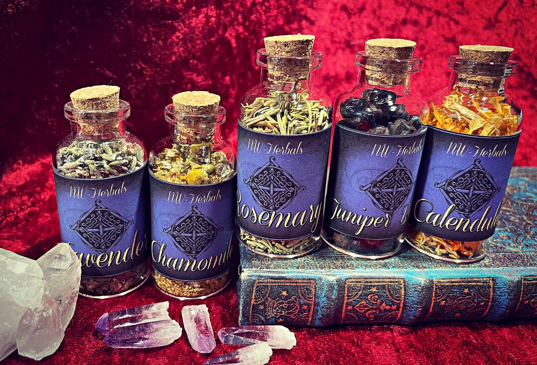Set of Herb Bottles With Cork Top, 5 Piece Herb Set / Choose Your Herbs ...