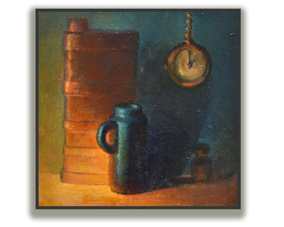 Still Life With a Clock Realism Still Life Vintage Style | Etsy