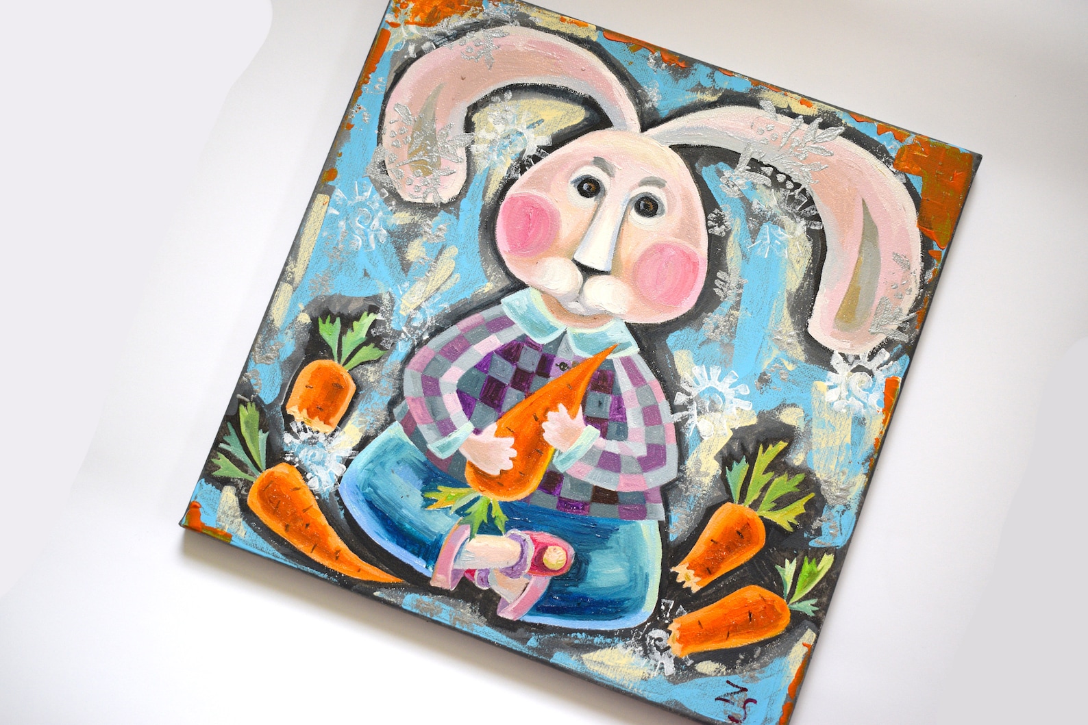 Oil Painting Easter Bunny Easter Gift Oil Paintings on Canvas - Etsy