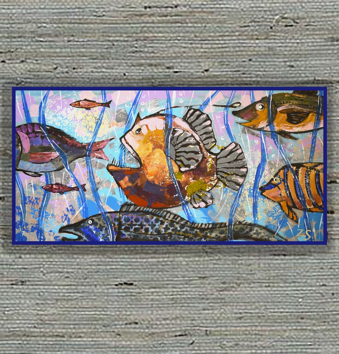 Marble Sea Fish Art: Colorful Underwater World Seascape - Etsy