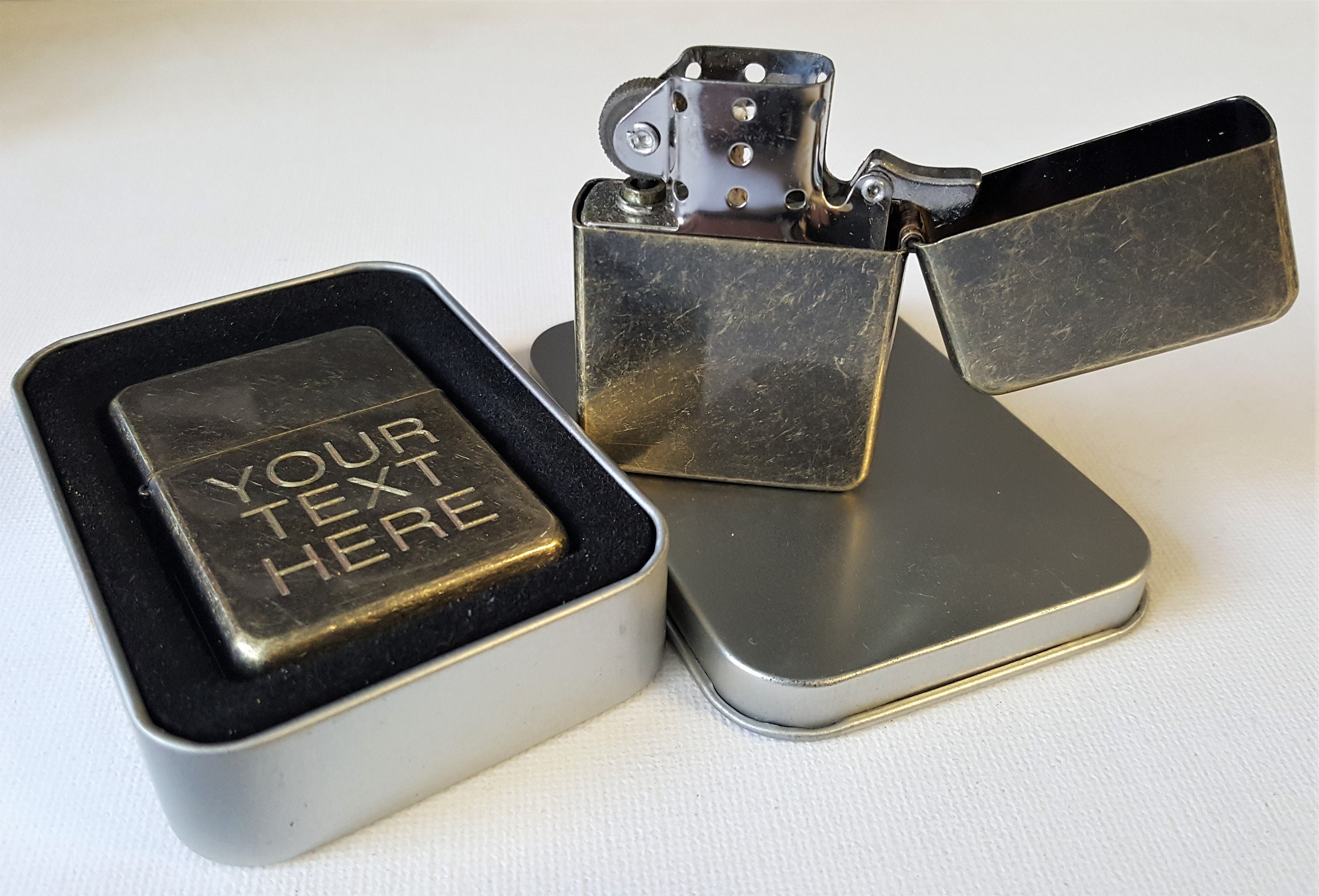 Windproof Petrol Star Lighter Antique Brass Effect - Etsy Australia