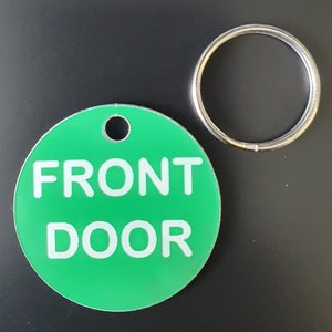 Colour Coded House Door Key Tags - Personalised Shed Garage Front Back ...