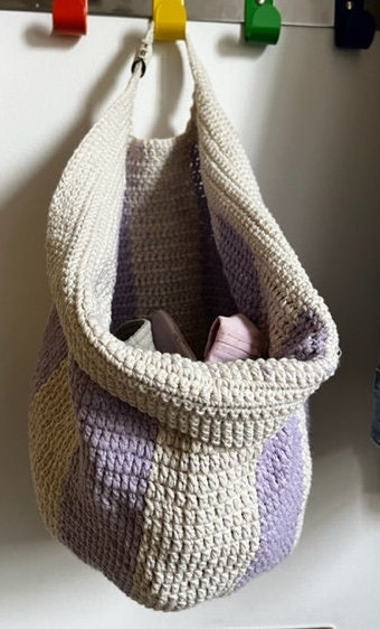 Striped Storage Hanging Basket ***PATTERN*** - Etsy