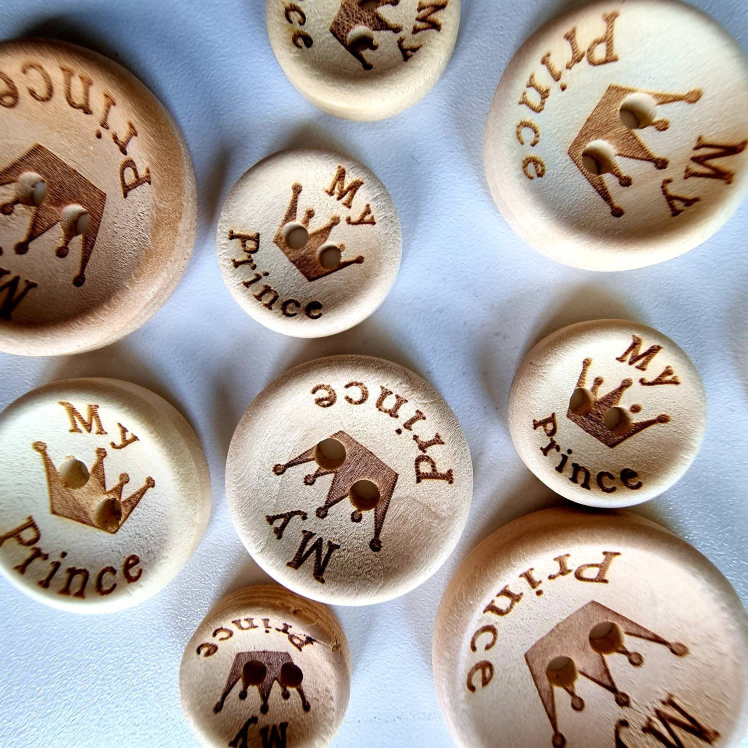 Wooden 'my Prince' Buttons 15mm 20mm 25mm Light - Etsy