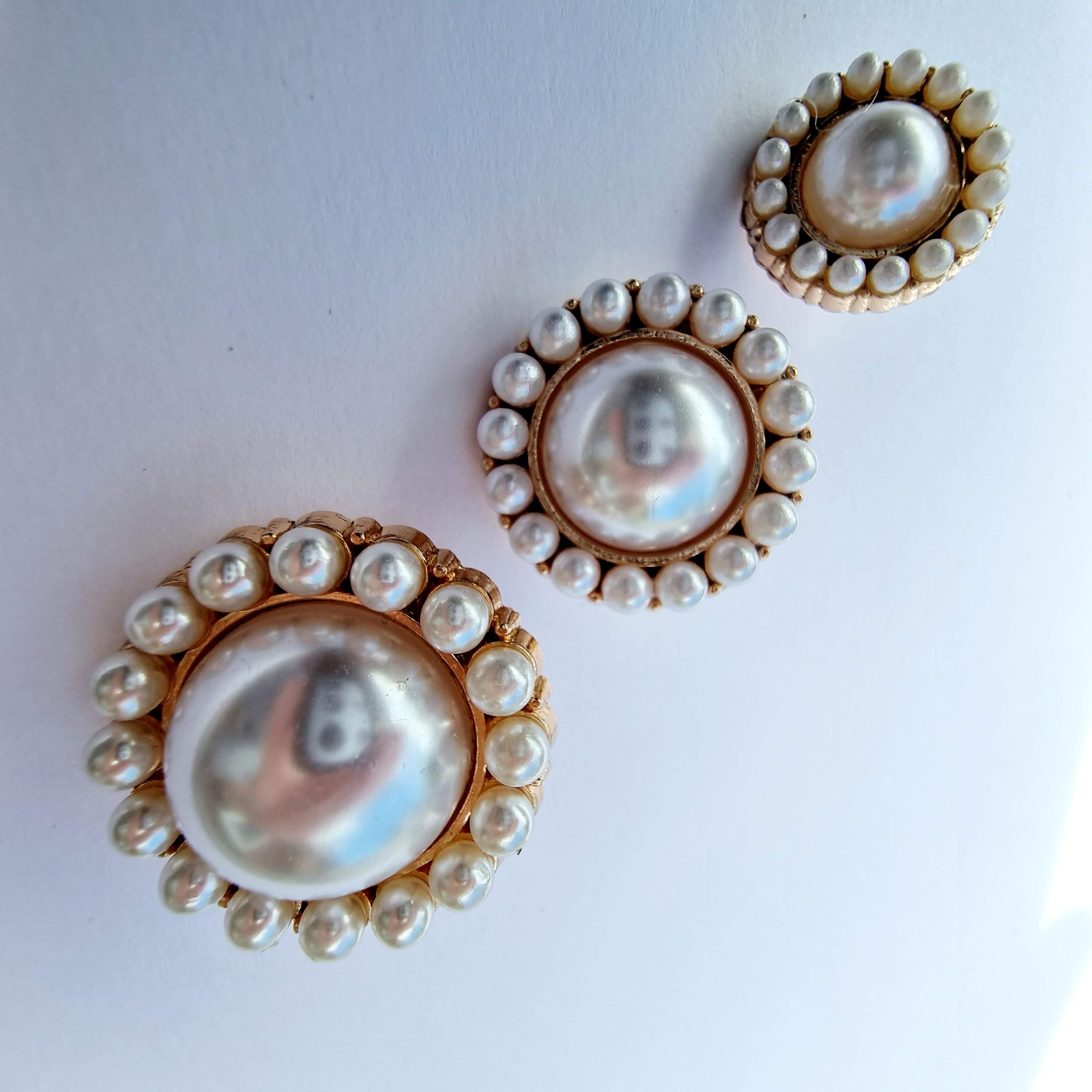 5 X Gold and Pearl Metal Buttons 3 Sizes 15mm 20mm 25mm - Etsy