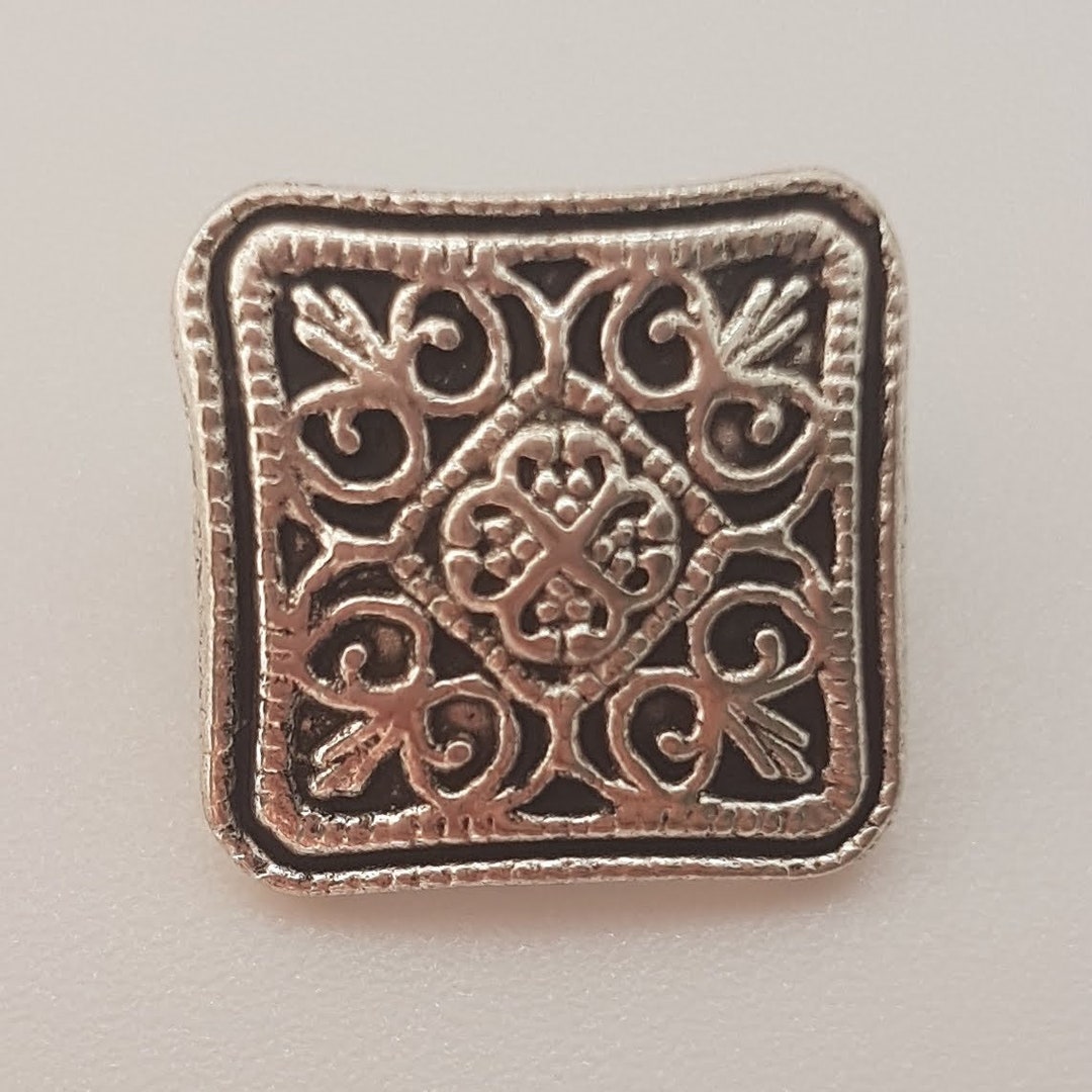 10 X Antique Silver Square Metal Buttons 12mm, Celtic, Garden, Natural ...