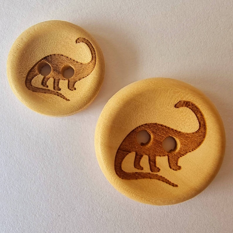 10 X Wooden Dinosaur Buttons - 15mm, 20mm, Round, Dino, T-rex ...