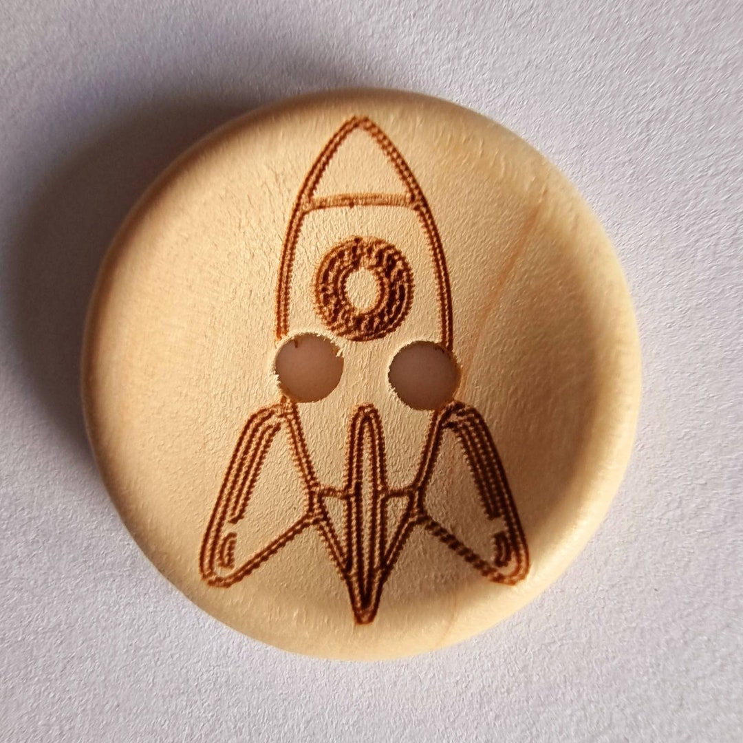 10 X Wooden Rocket Buttons - 15mm or 20mm, Round, Space, Astronaut ...