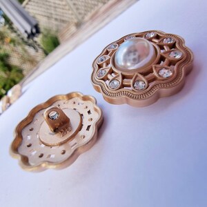 5 X Gold, Pearl and Sparkle Metal Buttons – 2 Sizes 18mm, 25mm, Shank ...