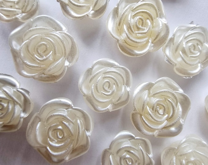 White Rose Buttons – 2 Sizes - 12mm, 18mm, Shank, Garden, Nature ...