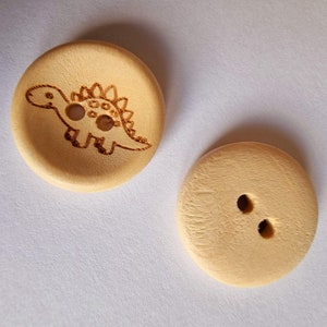 10 X Wooden Dinosaur Buttons - Handcrafted, Eco-friendly Buttons for ...