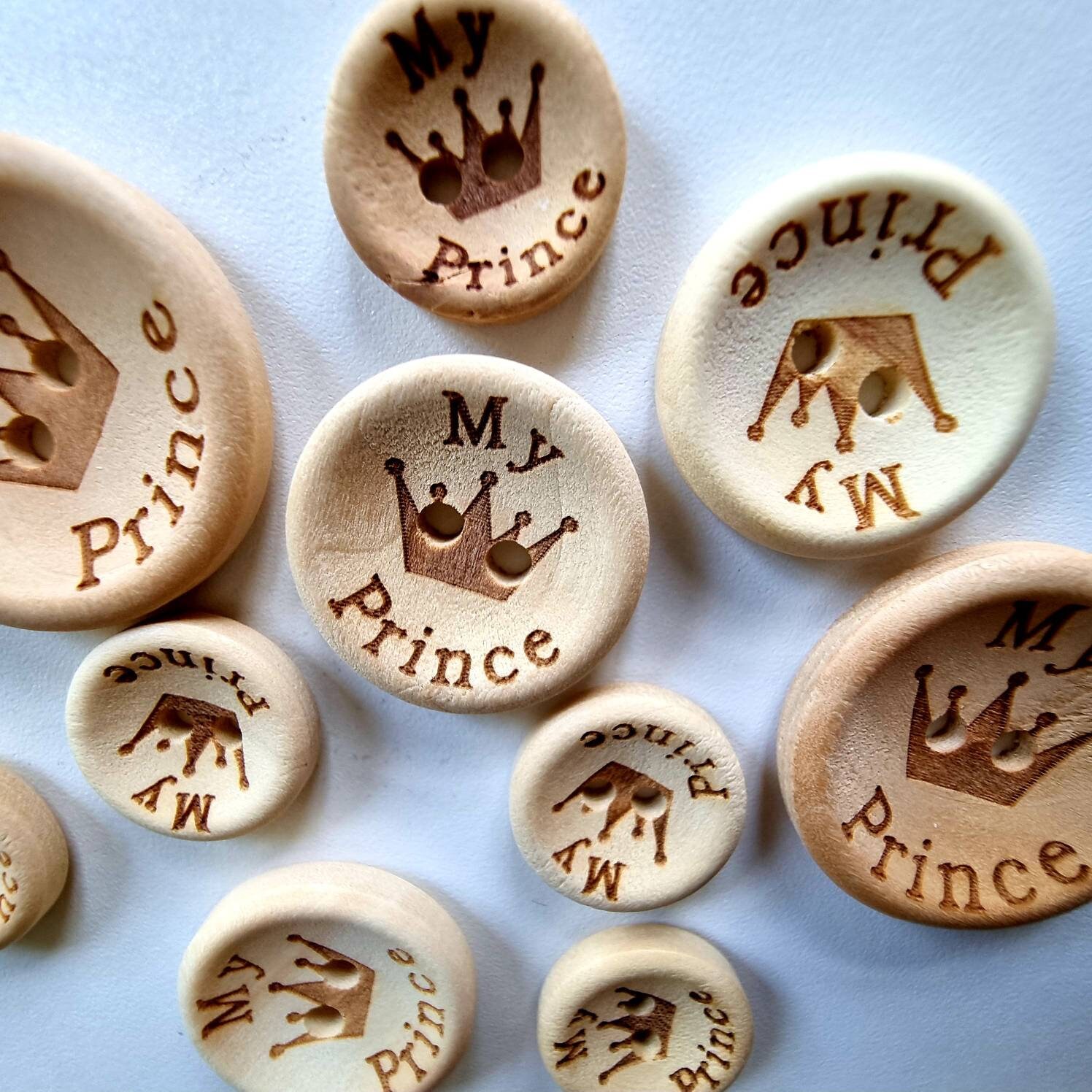 Wooden 'my Prince' Buttons 15mm 20mm 25mm Light - Etsy
