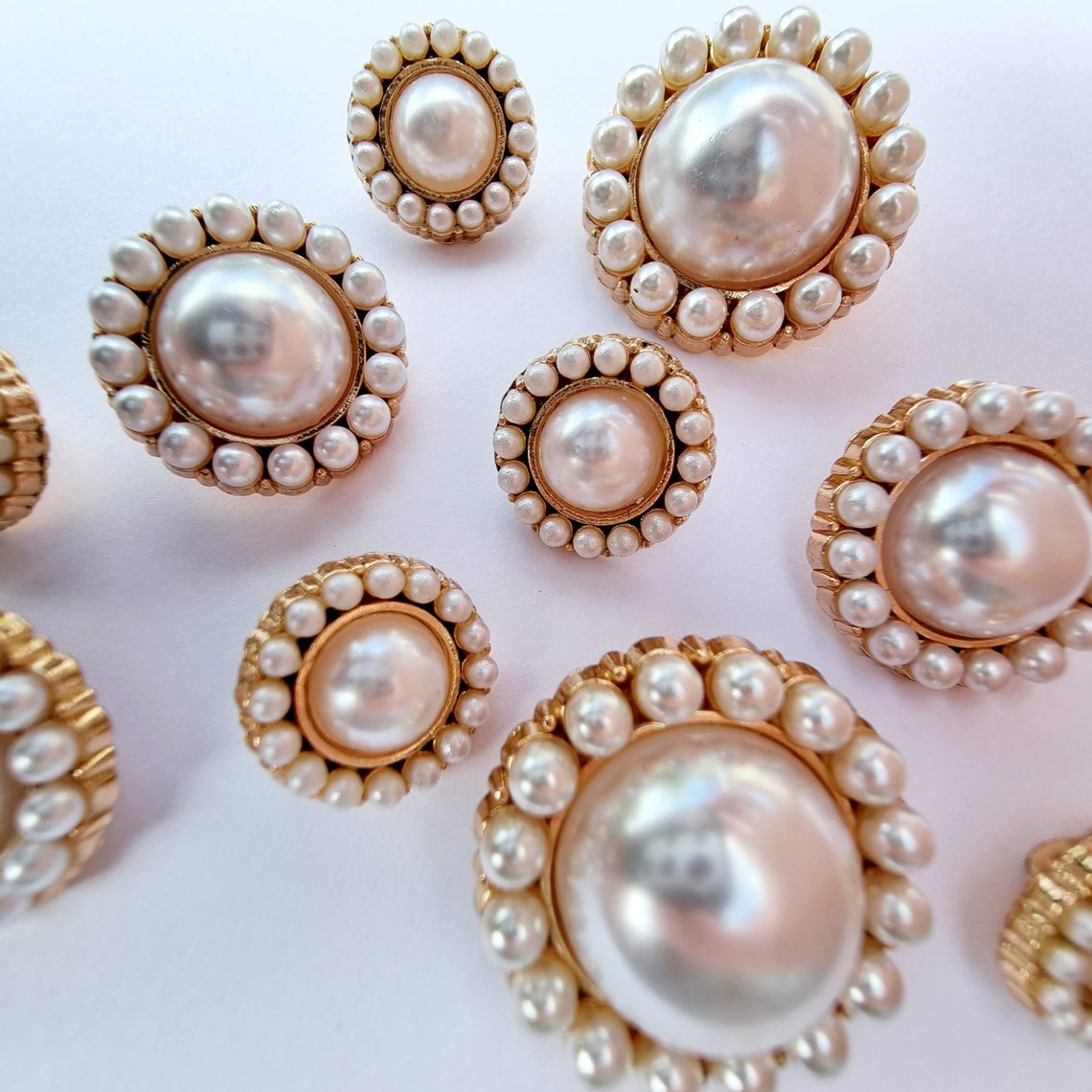 5 X Gold and Pearl Metal Buttons 3 Sizes 15mm 20mm 25mm - Etsy