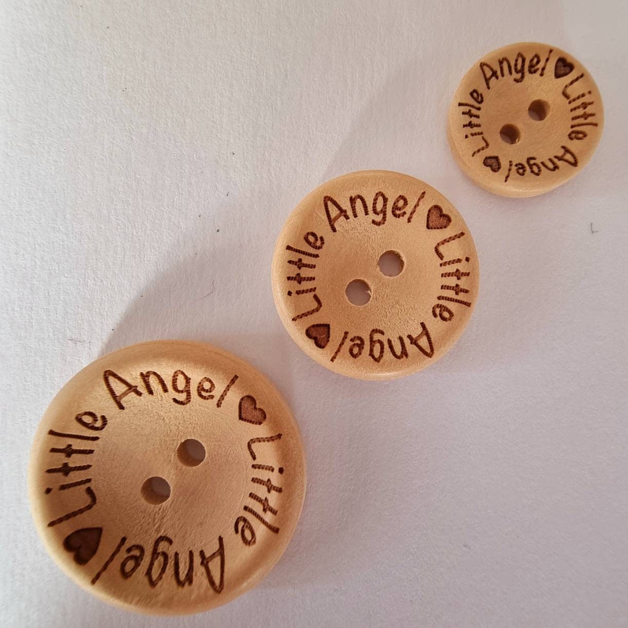 Wooden 'little Angel' Buttons - 15mm, 20mm, 25mm - Light Wood - Baby ...