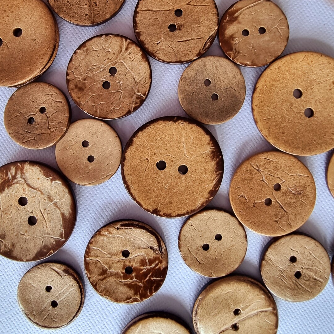 Wooden Coconut Shell Buttons – 20mm, 25mm, 30mm, Chunky, Knit, Knitting ...