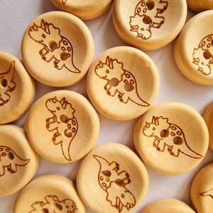 10 X Wooden Dinosaur Buttons - Handcrafted, Eco-friendly Buttons for ...