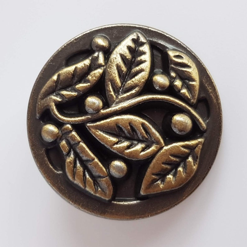 Antique Bronze Metal Buttons 22mm Shank Leaves Vines | Etsy