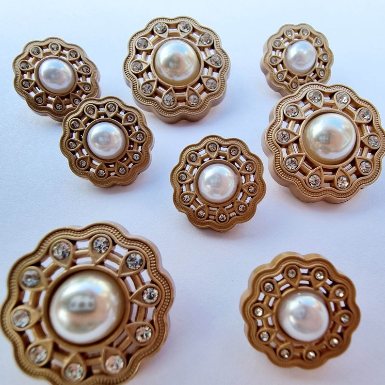 5 X Gold Pearl and Sparkle Metal Buttons 2 Sizes 18mm - Etsy