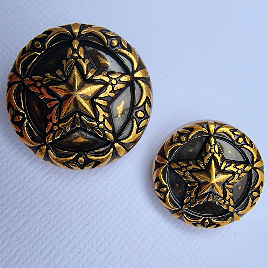 Antique Brass Star Metal Buttons – 18mm, 23mm, Craft Supplies for ...