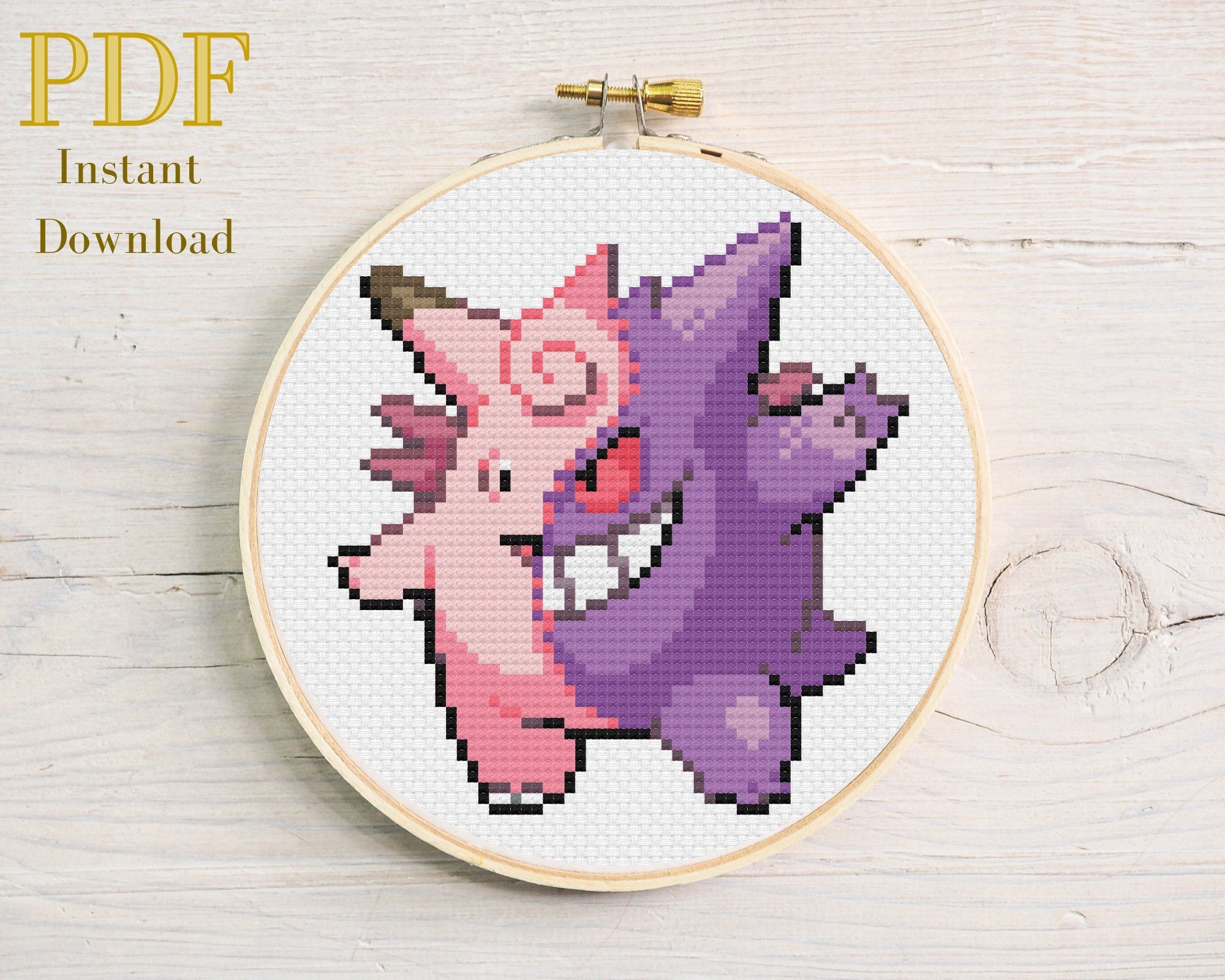 Gengar Clefairy Hybrid Pokemon Cross Stitch Pattern PDF Instant ...