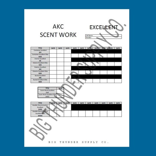 AKC Scent Work NOVICE Title Progression Tracking Sheet - Etsy