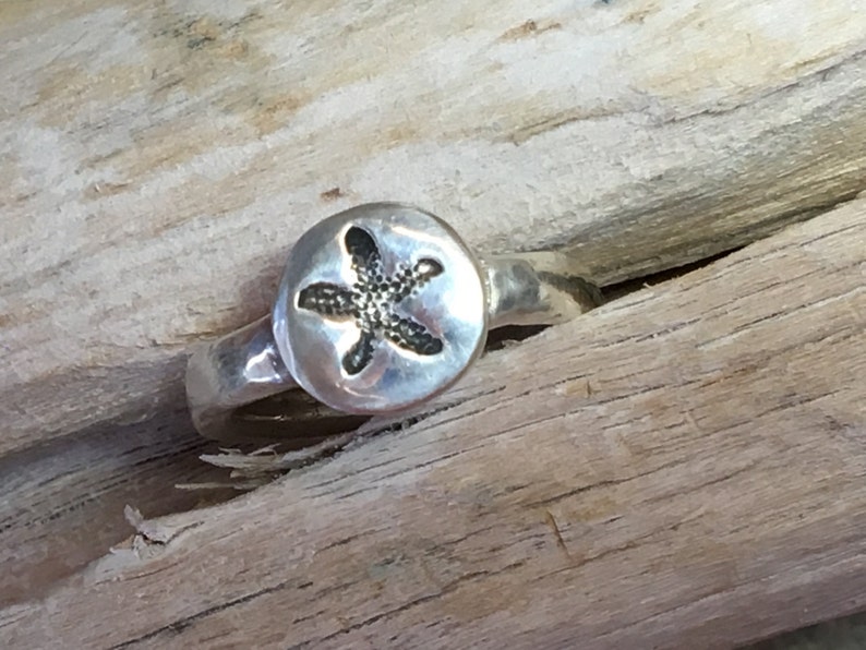 Fine Silver (.99) Seastar/starfish Coin Ring, Antiqued - Etsy