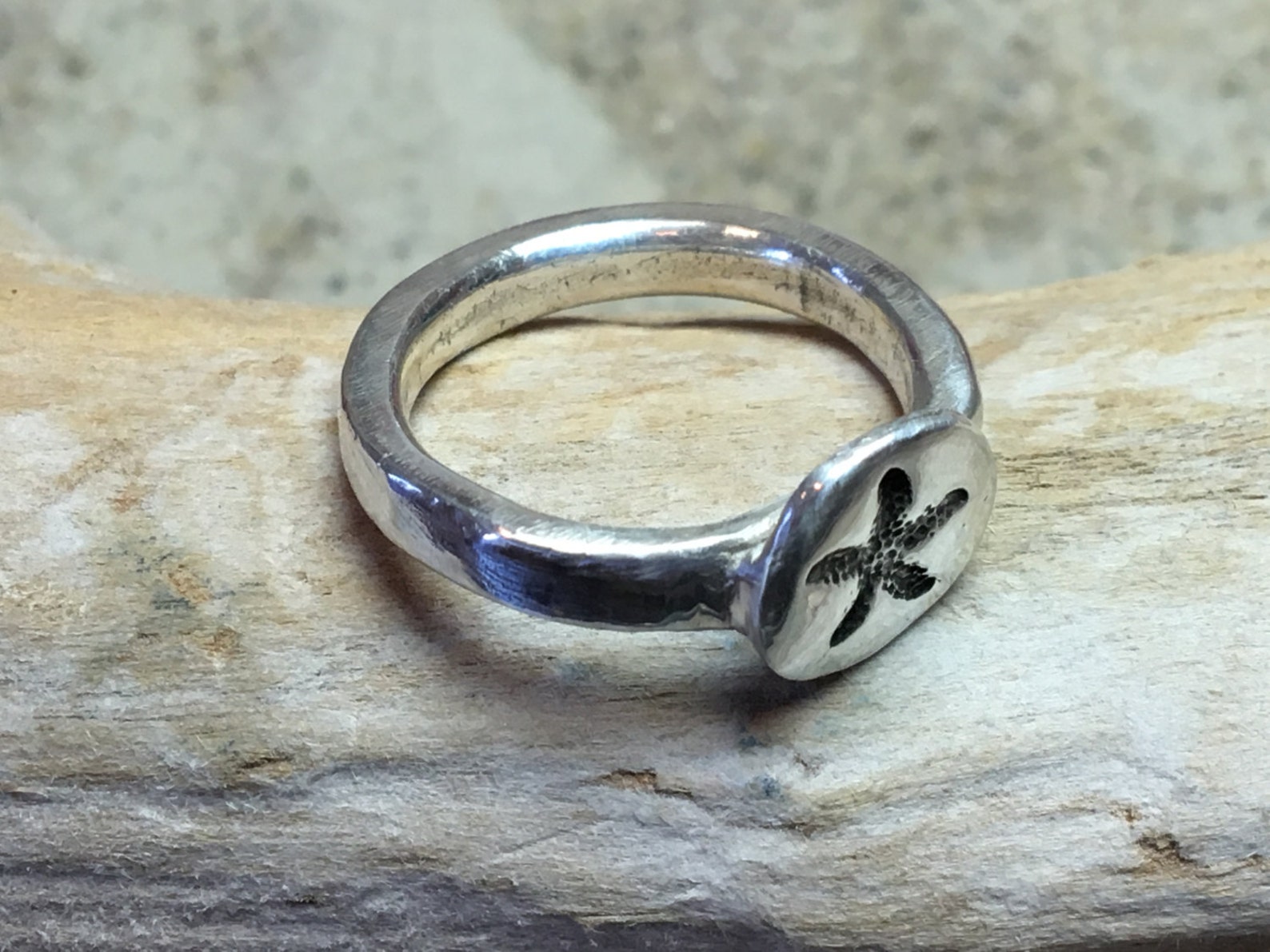 Fine Silver (.99) Seastar/starfish Coin Ring, Antiqued - Etsy