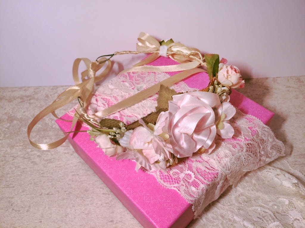 Blush Pink Crown, Pink Flower Girl Crown, Girls Flower Crown, Satin ...