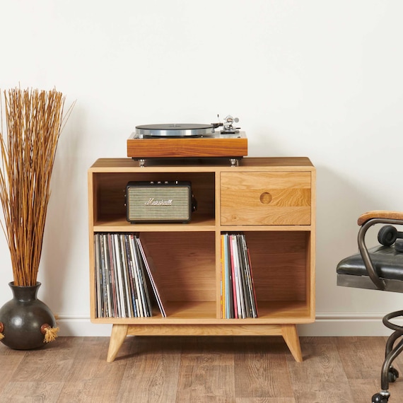Solid Oak Vinyl Record Storage Unit/turntable Stand. Wooden - Etsy UK
