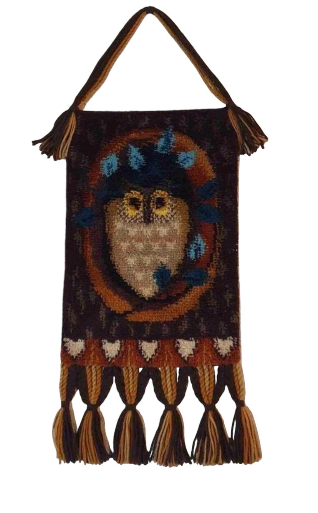 Vintage Smyrna Wall Hanging of an Owl With Fringes - Etsy