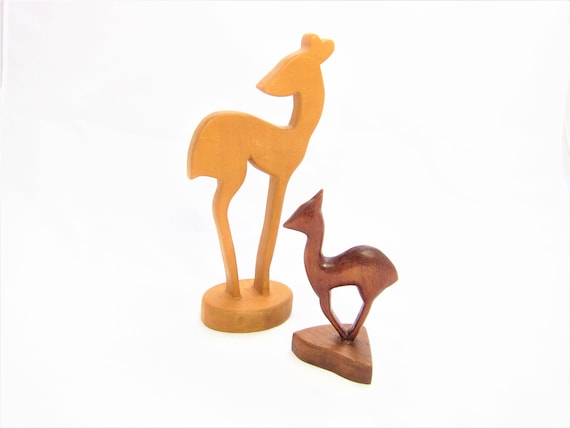 Set of 2 Vintage Wooden Deer Retro Deer Years 60 Mid Century | Etsy