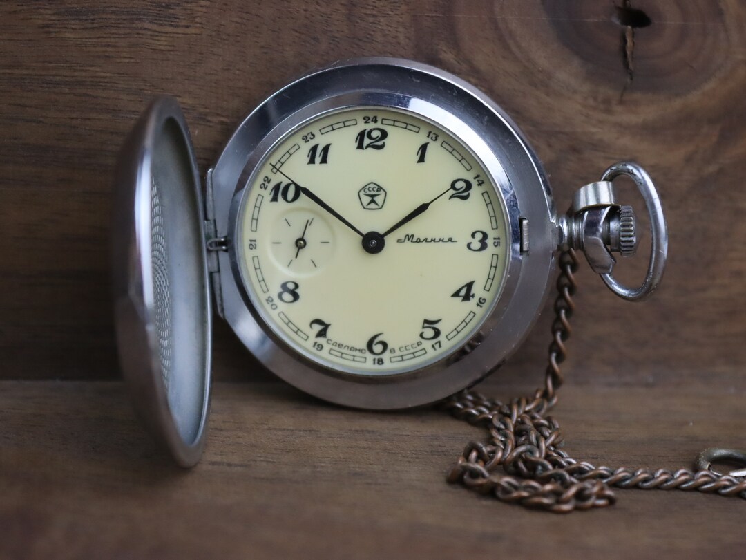 Rare Soviet Pocket Watch, White Dial, USSR Pocket Watch, Vintage ...