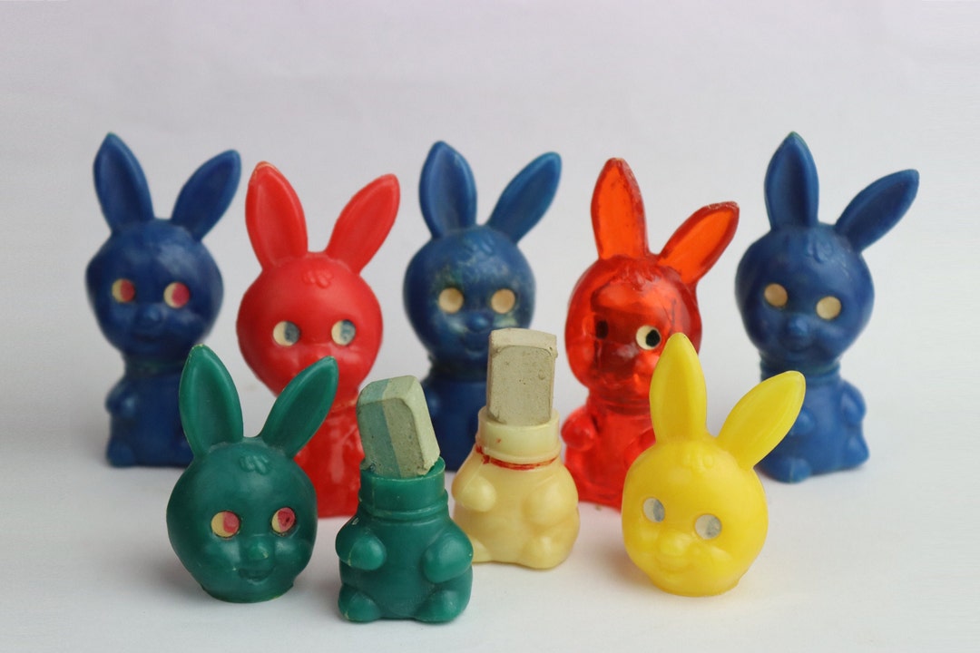 Rare Small Vintage Collection of Bunny Eraser Holders. Soviet Pencil ...