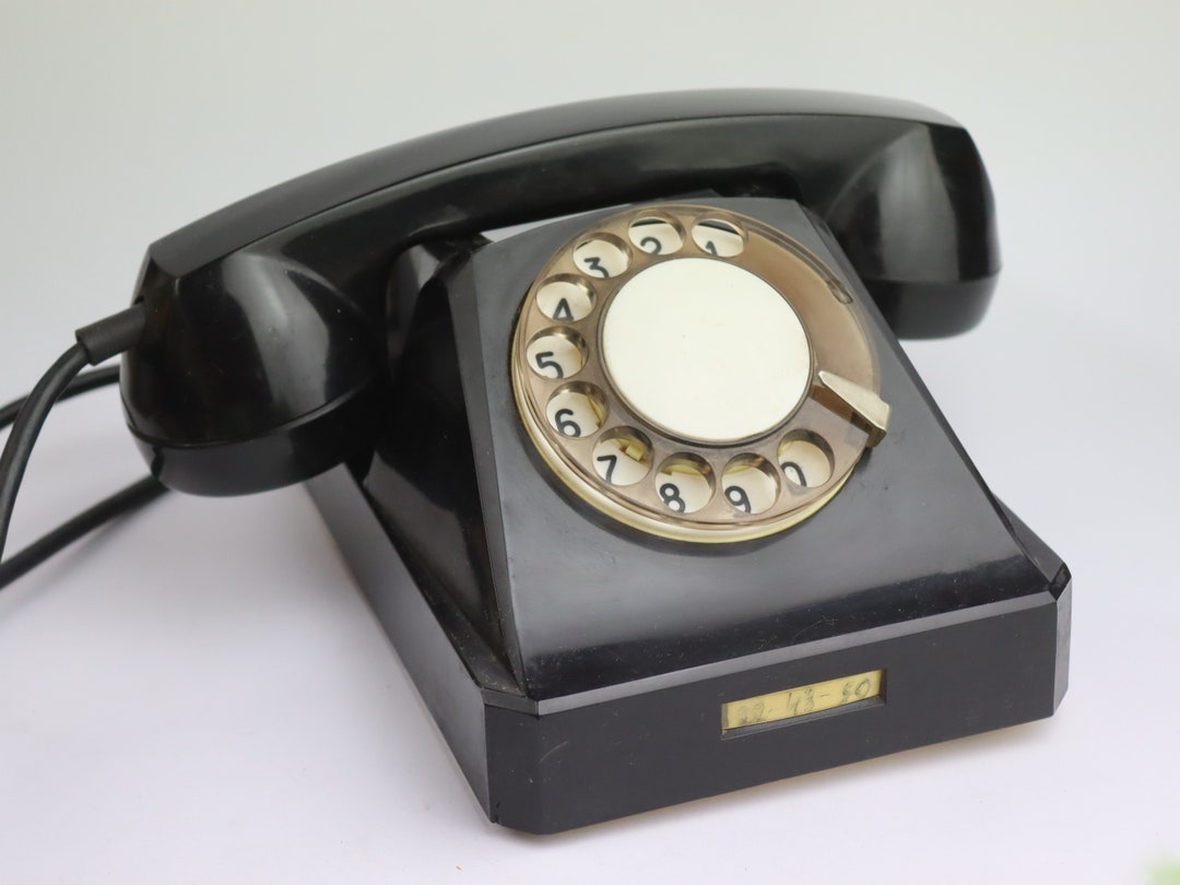 1967 Soviet Phone. Russia Soviet Desk Phone. Black Rotary Phone. Disk ...