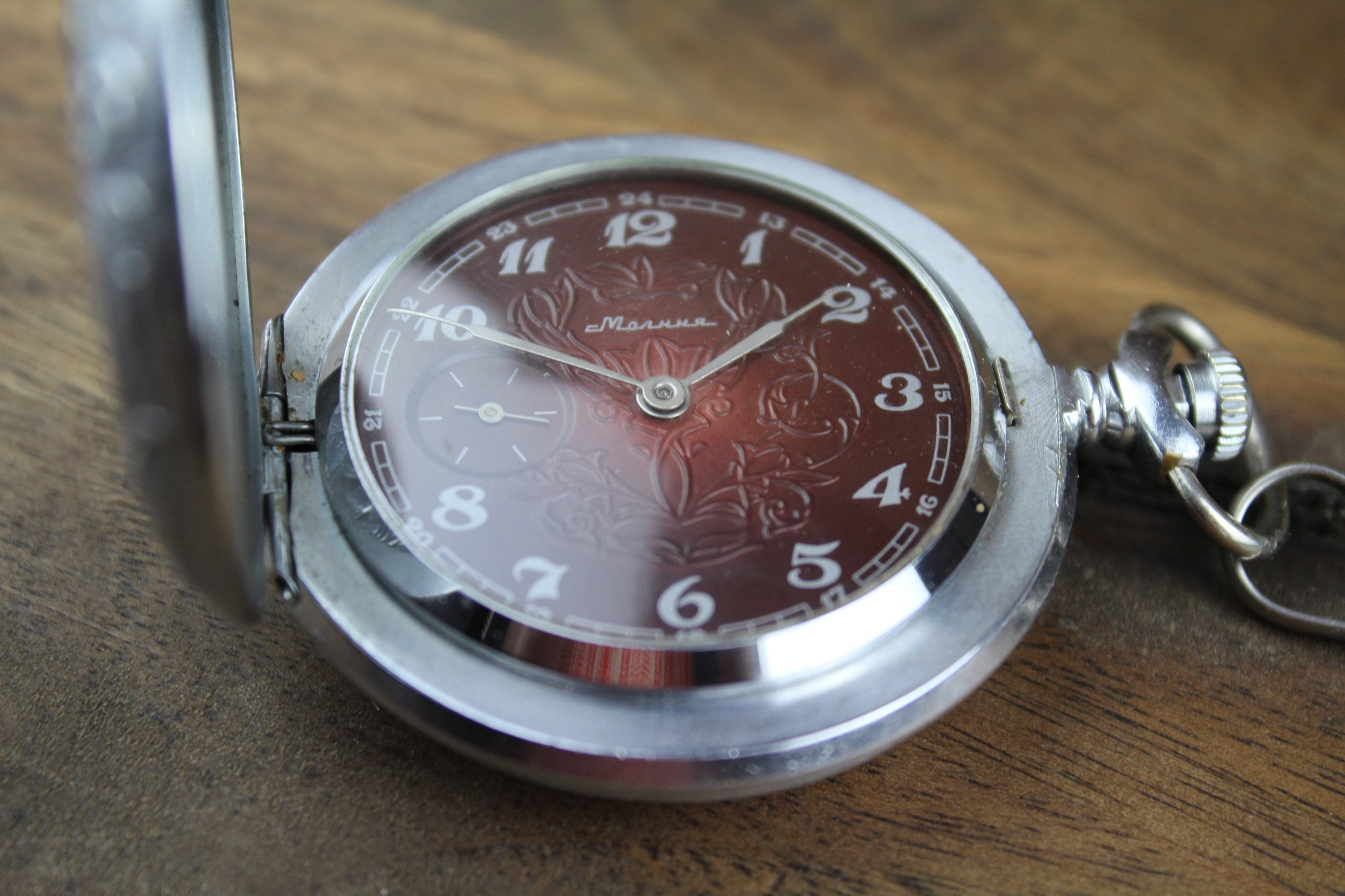 Soviet pocket watch Red dial Vintage mechanical pocket watch | Etsy