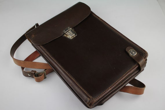 Militaria Soviet Vintage leather military messenger bag soviet military ...