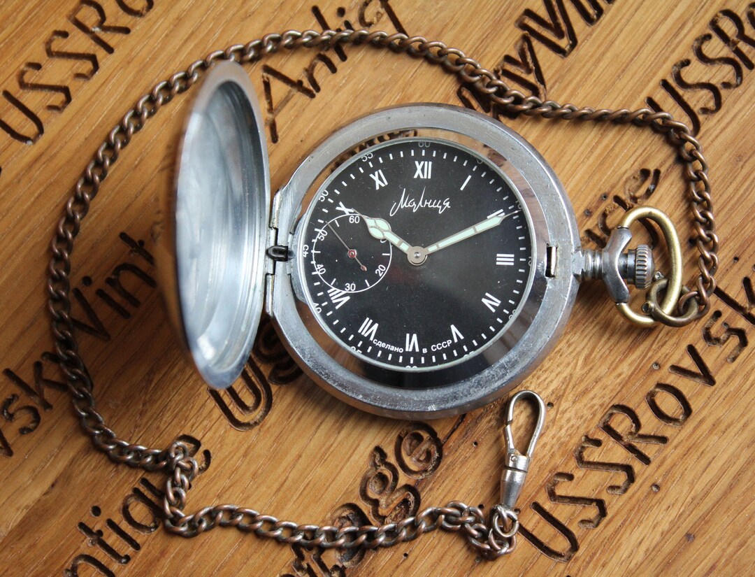 Soviet Pocket Watch, Rare Black Dial, Vintage Mechanical Pocket Watch ...