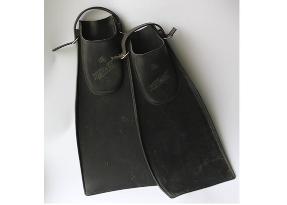 Soviet Rubber Flippers Vintage Black Rubber Flippers Diving | Etsy