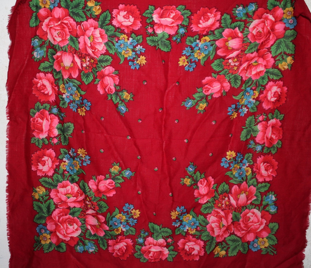 Soviet Shawl. Soviet Scarf. Wool Shawl. Ukrainian Style. Head Scarf ...