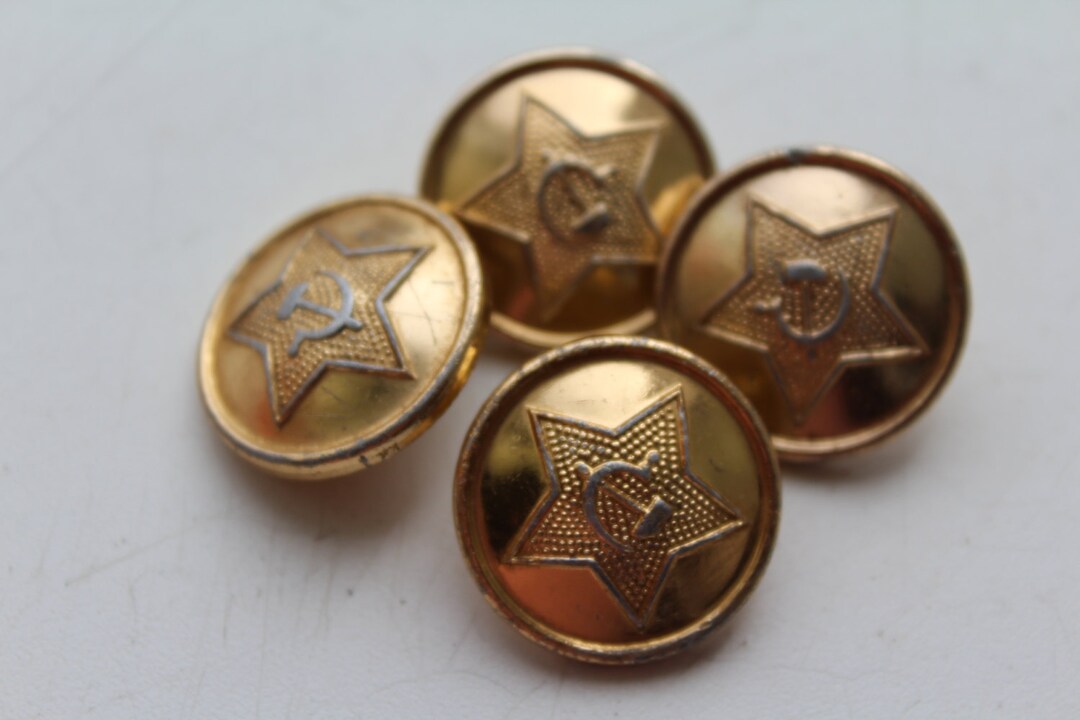 Set of 4 Vintage Soviet Military Buttons, Vintage Soviet Army Buttons ...