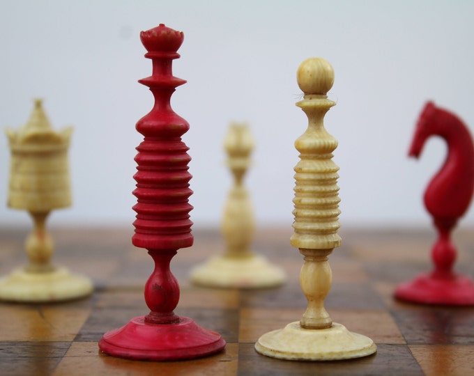 Rare Antique Chess Set, Small Chess Set, Antique Chess Set, Vintage ...