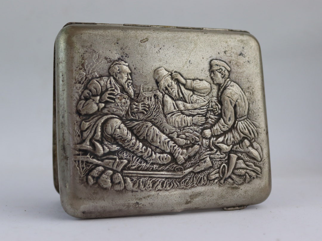 Rare Heavy Soviet Melchior Cigarette Case Hunters on a Halt. German ...