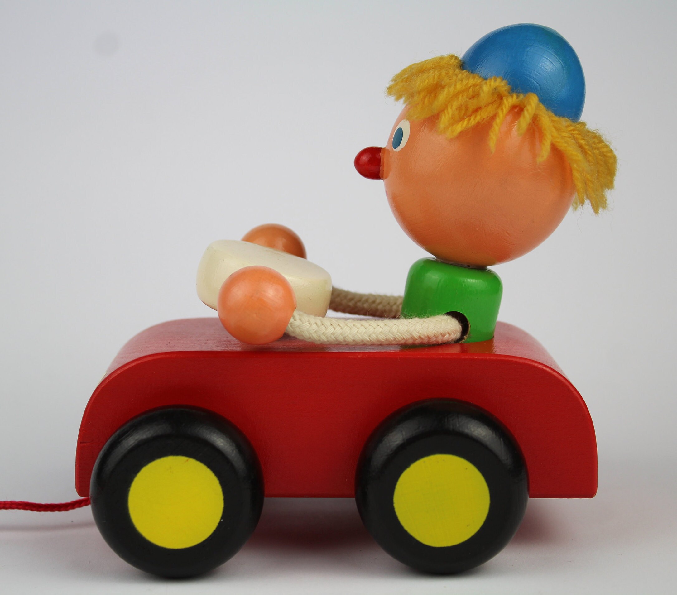 Rare Wooden Soviet Rolling Toy Little Man in the Car. Vintage - Etsy