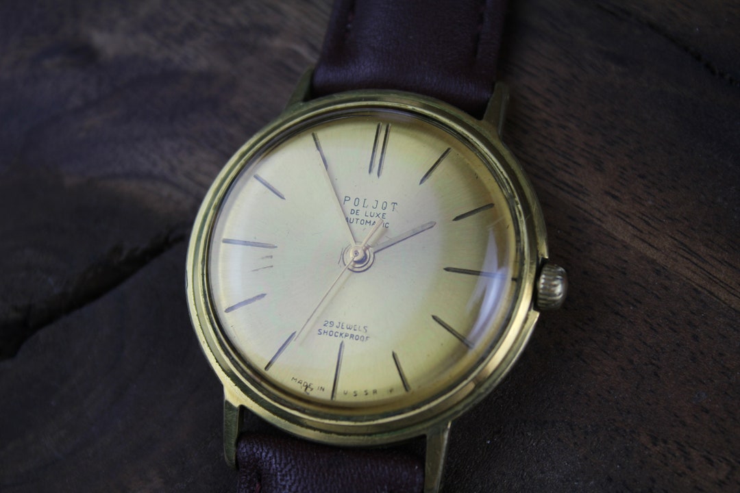 Soviet Watch, Vintage Gold Plated Mens Watch Poljot, AU20, Mechanical ...