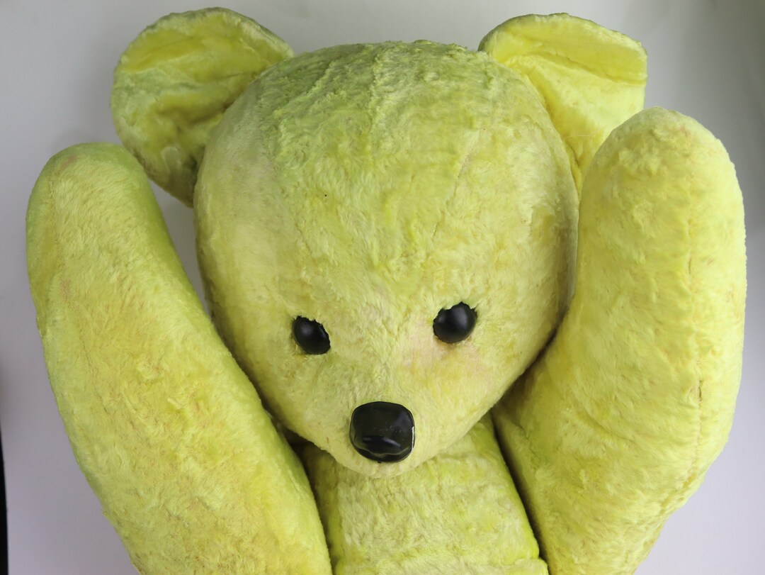 Big Soviet Straw Filled Teddy Bear. Plush Vintage Bear. Felted Toy Bear ...