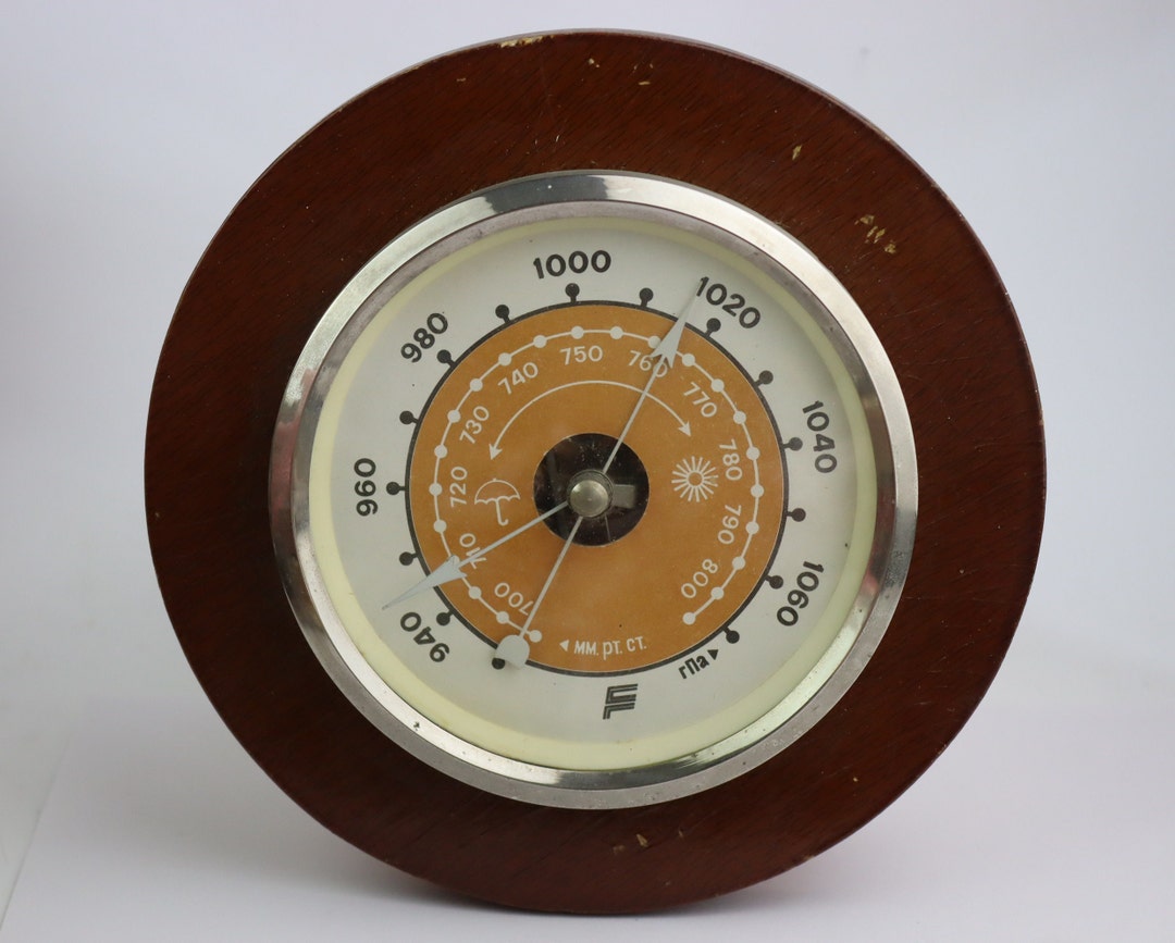 1987 Soviet Barometer, Wooden Barometer, Wall Barometer, Wall Decor ...